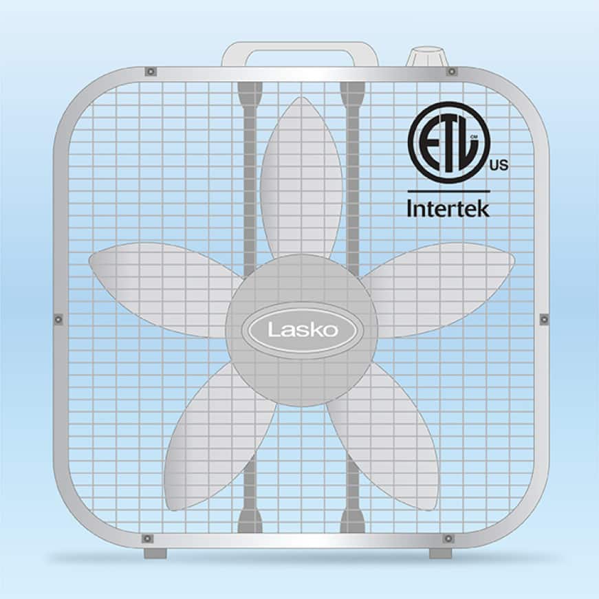 Lasko Save-Smart Energy Efficient 20 in. 3 Speed White Box Fan with ...