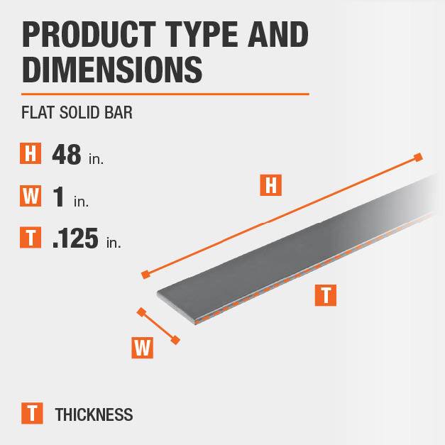 Everbilt 1 in. x 48 in. Plain Steel Flat Bar with 1/8 in. Thickness ...