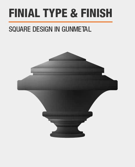 Home Decorators Collection Gunmetal Steel Square Curtain Rod Finial ...