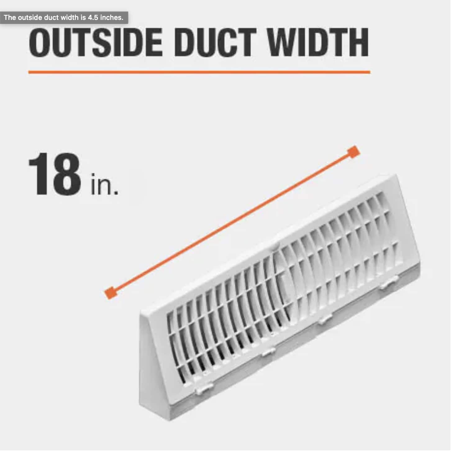 Everbilt 18 in. 3-Way Steel Baseboard Diffuser Supply in White E118SW ...