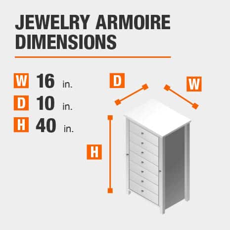 StyleWell 6 Drawer White Wood Jewelry Armoire with 2 Doors and Inset ...