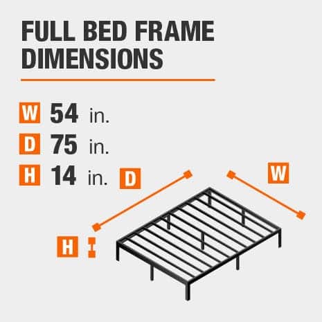 Black Metal Full Bed Frame (54 in W. X 14 in H.) THD-WDSLBF-F - The ...