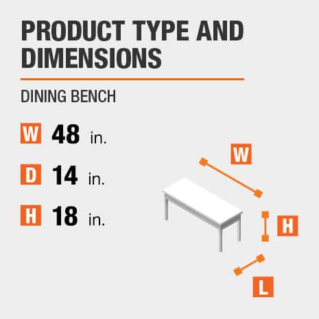 StyleWell Donnelly White Metal Dining Bench with Natural Finish Wood ...