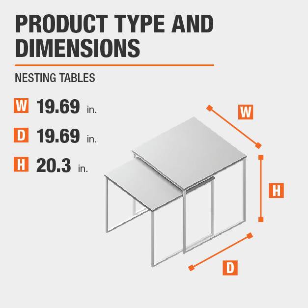StyleWell Donnelly Black Nesting Tables with Haze Wood Finish Top (Set ...