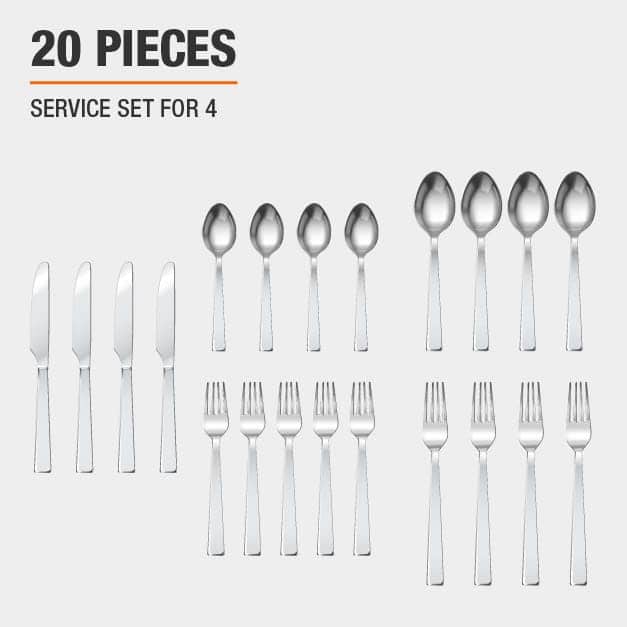 Home Decorators Collection Maywood 20-Piece Stainless Steel Flatware ...
