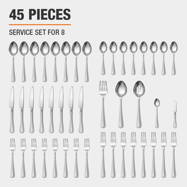 Home Decorators Collection Maywood 45-Piece Stainless Steel Flatware ...