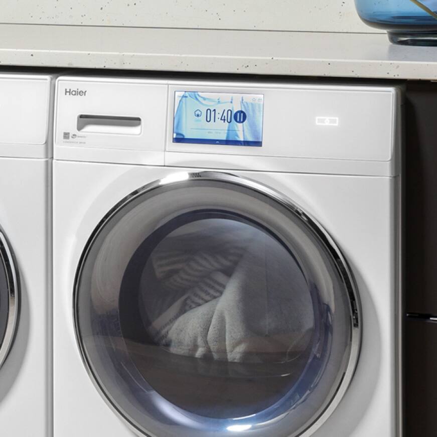 Haier 4.1 cu. ft. Smart 240 Volt White Stackable Electric Ventless ...