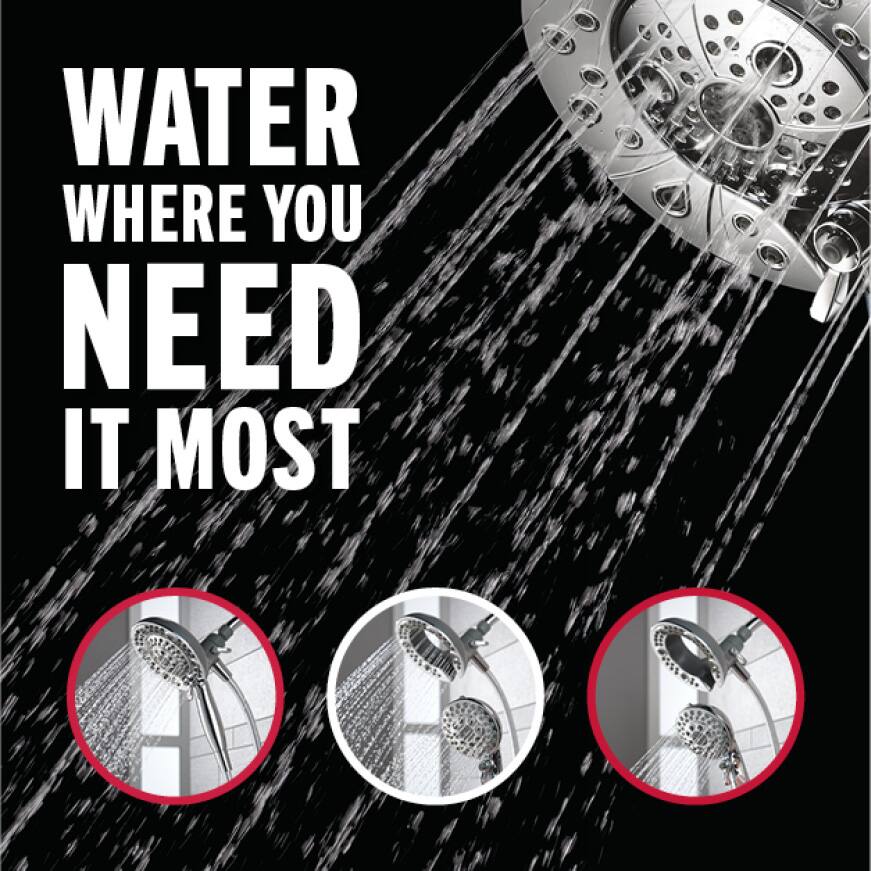 Delta In2ition Two-in-One 5-Spray 6 in. Dual Wall Mount Fixed and ...