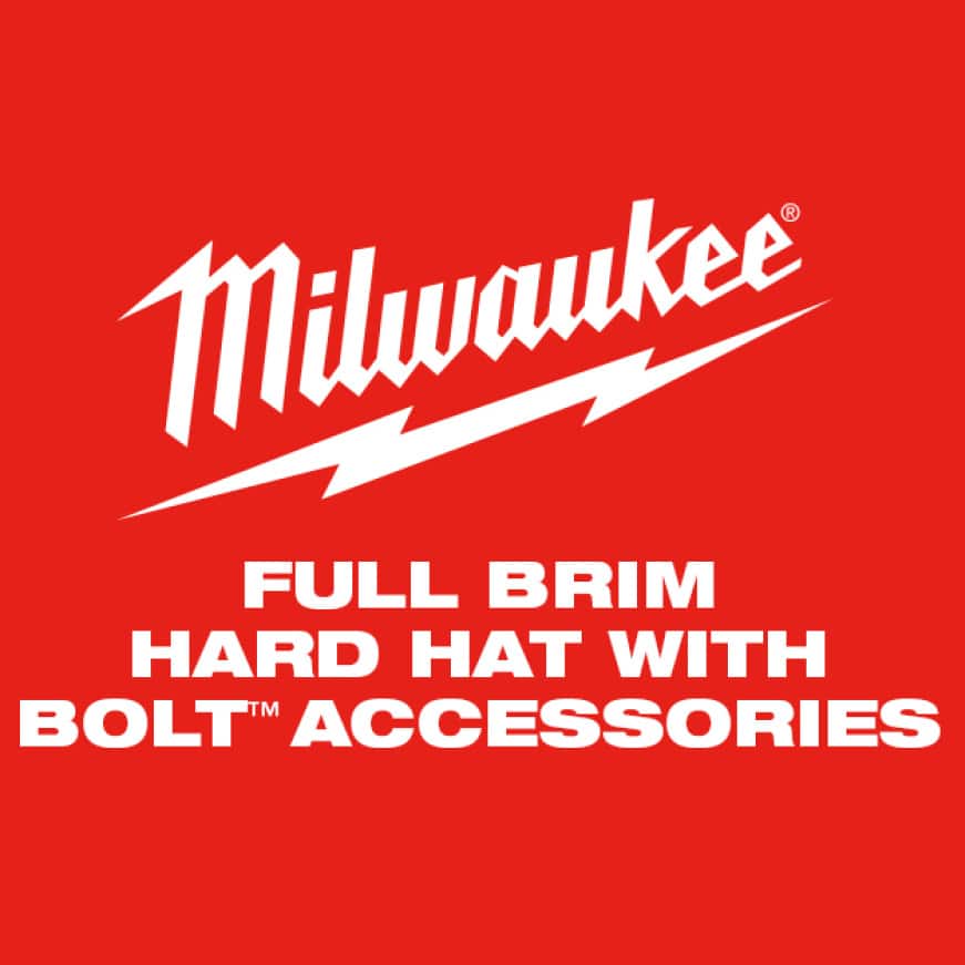 Milwaukee BOLT White Type 1 Class E Full Brim Hard Hat with Small Logo ...