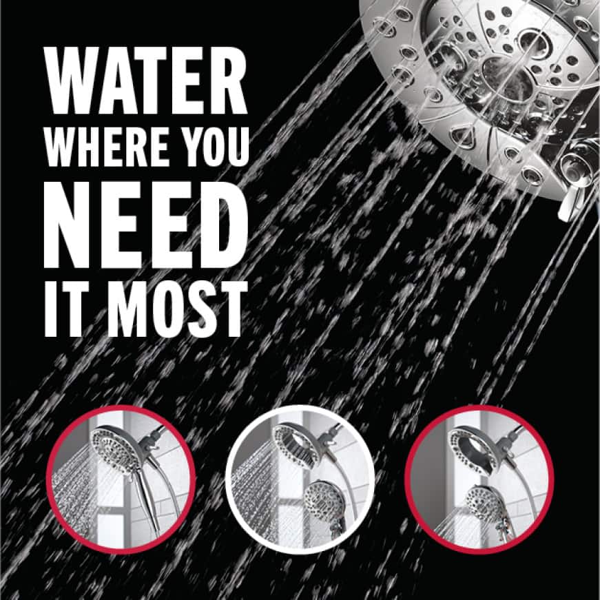 Delta In2ition 4-Spray Patterns 1.75 GPM 6 in. Wall Mount Dual Shower ...