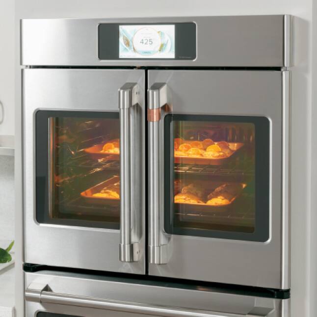 Cafe 30 in. Smart Double Electric French-Door Wall Oven with Convection ...