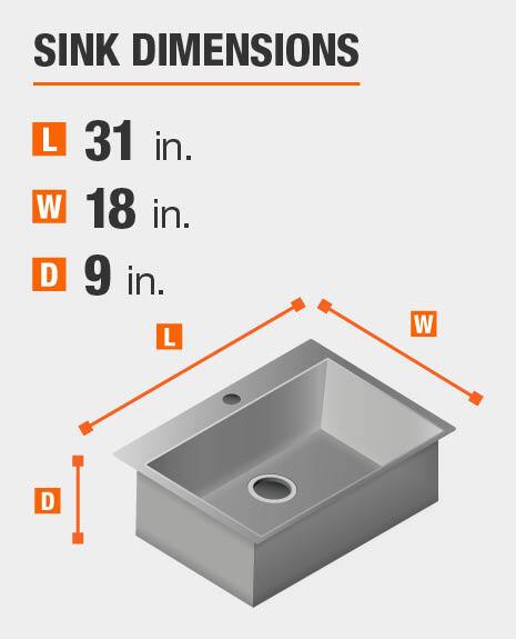 Glacier Bay Tight Radius 31 in. Undermount Single Bowl 18 Gauge ...