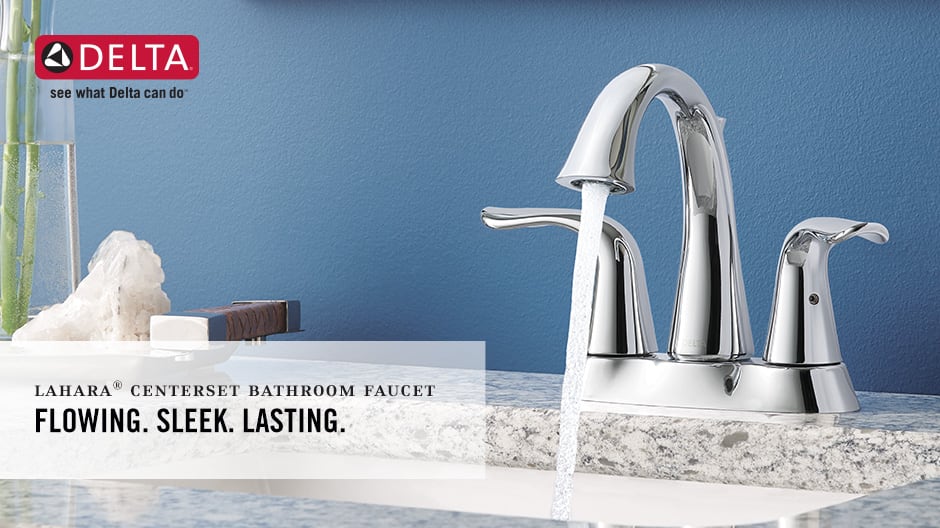 Delta Lahara 4 in. Centerset 2-Handle Bathroom Faucet with Metal Drain ...