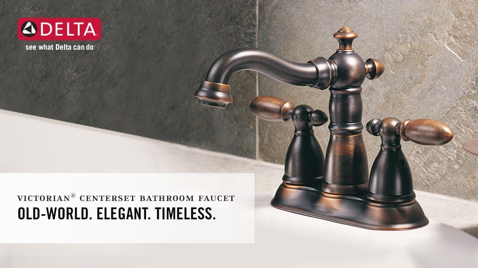 Delta Victorian 4 in. Centerset 2-Handle Bathroom Faucet with Metal ...