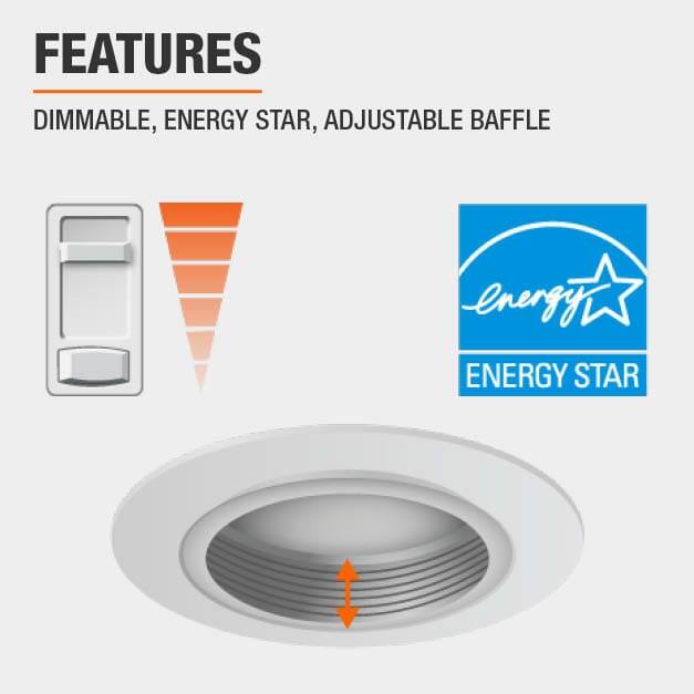 Commercial Electric 4 in. Integrated LED Recessed Retrofit Light Trim ...