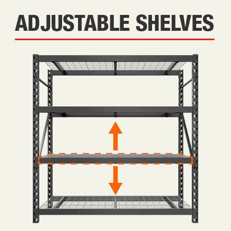 Husky 4-Tier Heavy Duty Industrial Welded Steel Garage Storage Shelving ...