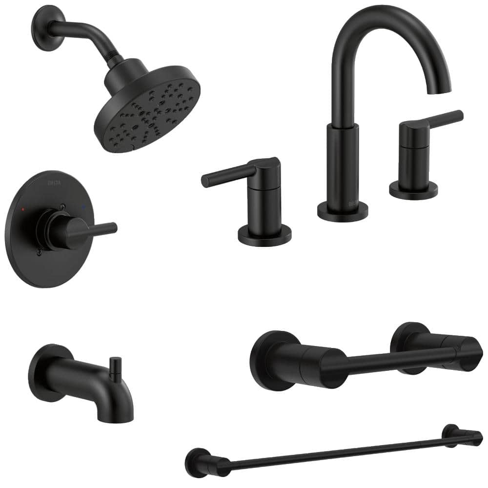 Delta Nicoli Matte Black Bath Bundle - The Home Depot