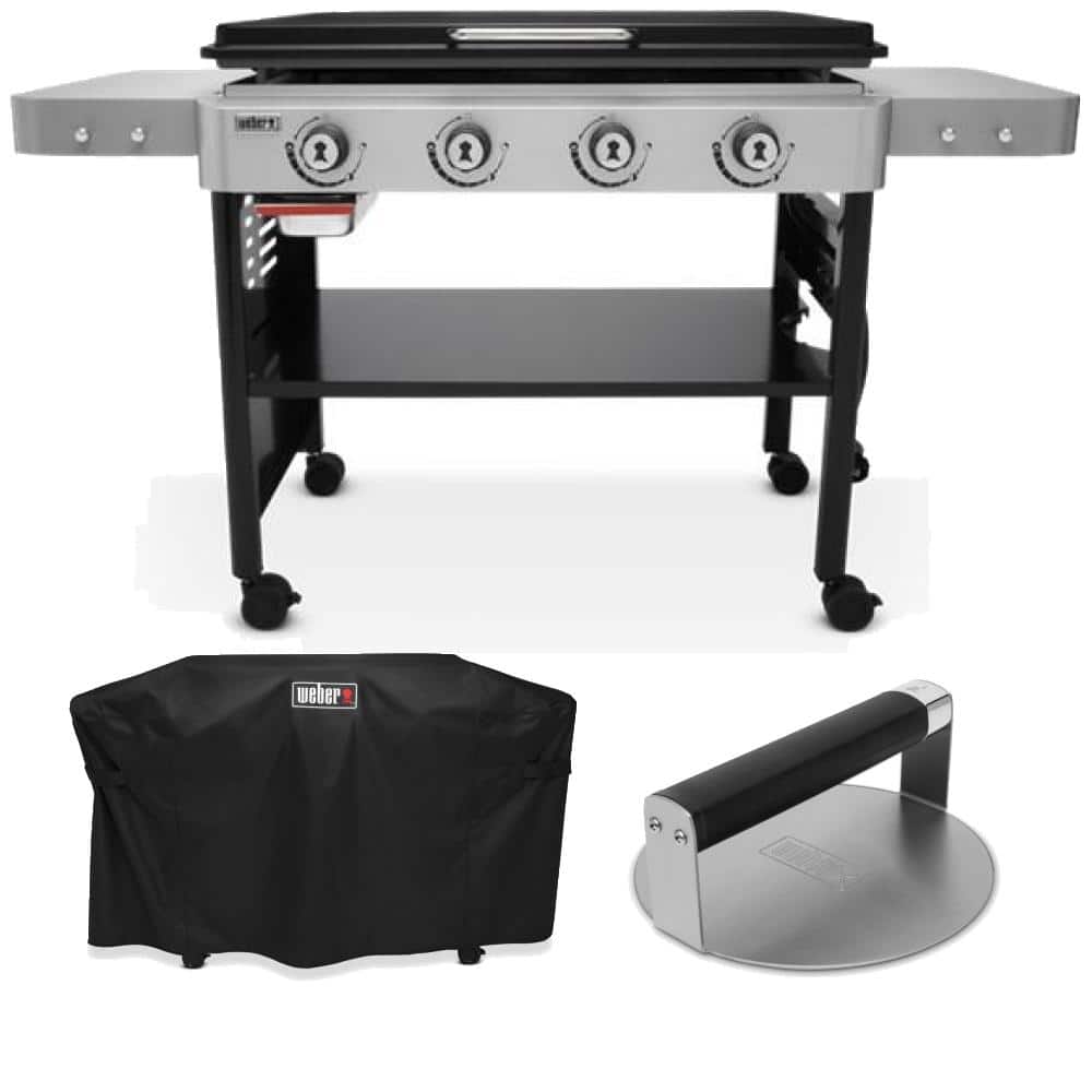 Weber Griddle 4 Burner Propane Gas 36 in. Flat Top Grill in Black with ...