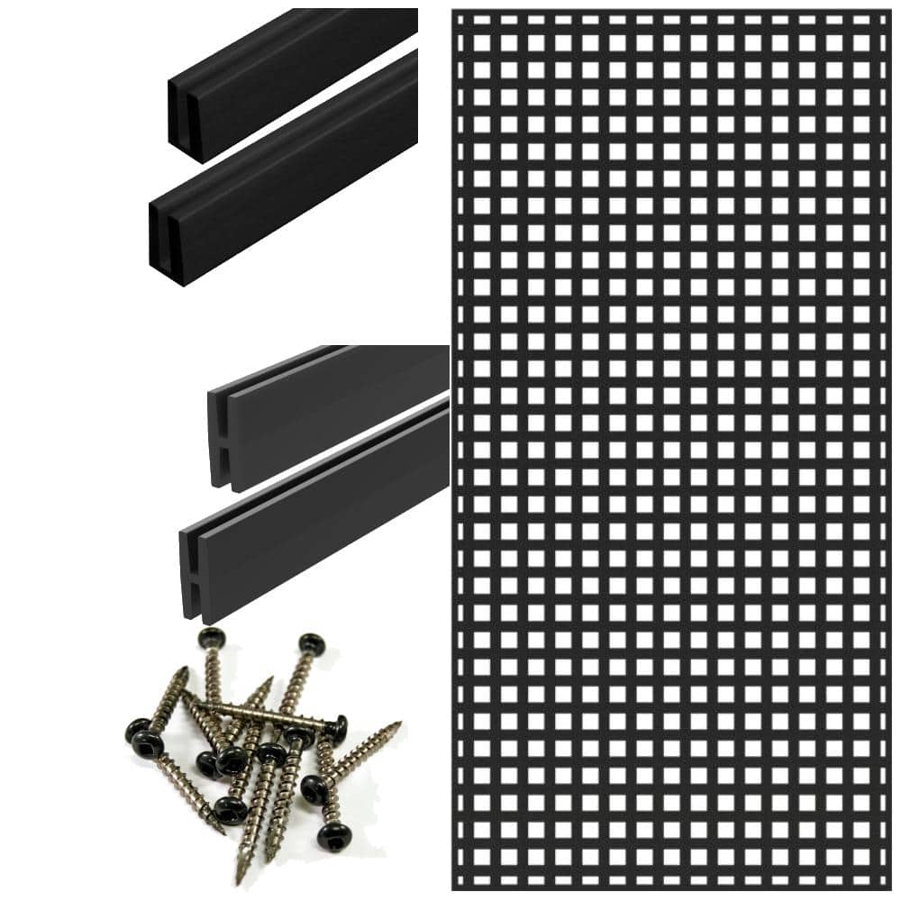 Barrette Outdoor Living Black Privacy Square Vinyl Lattice Panel Framed ...