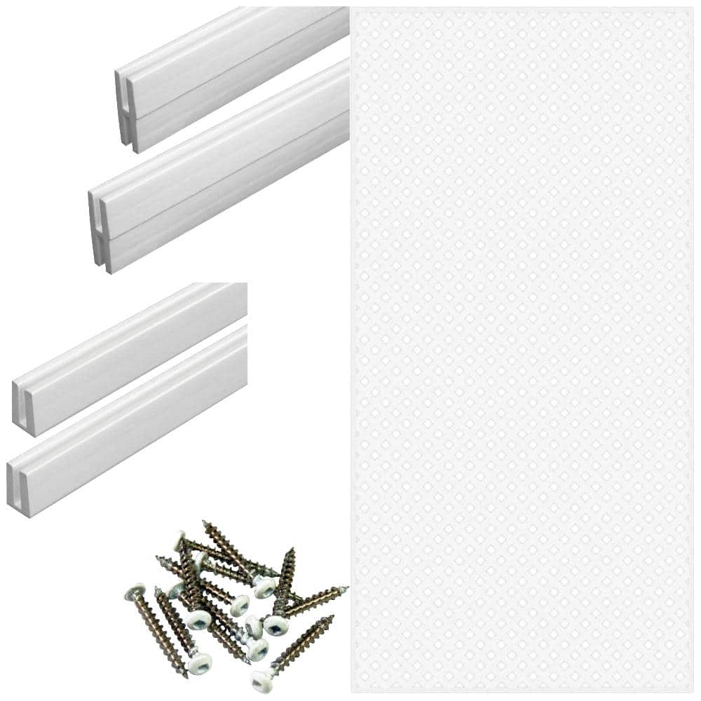 Veranda White Privacy Diamond Vinyl Lattice Panel Framed Bundle - The ...