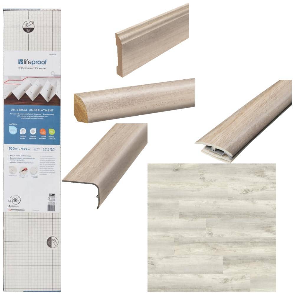 Lifeproof Chiffon Lace Oak 30 MIL x 8.7 in. W x 48 in. L Luxury Vinyl Plank Flooring Case Bundle ...