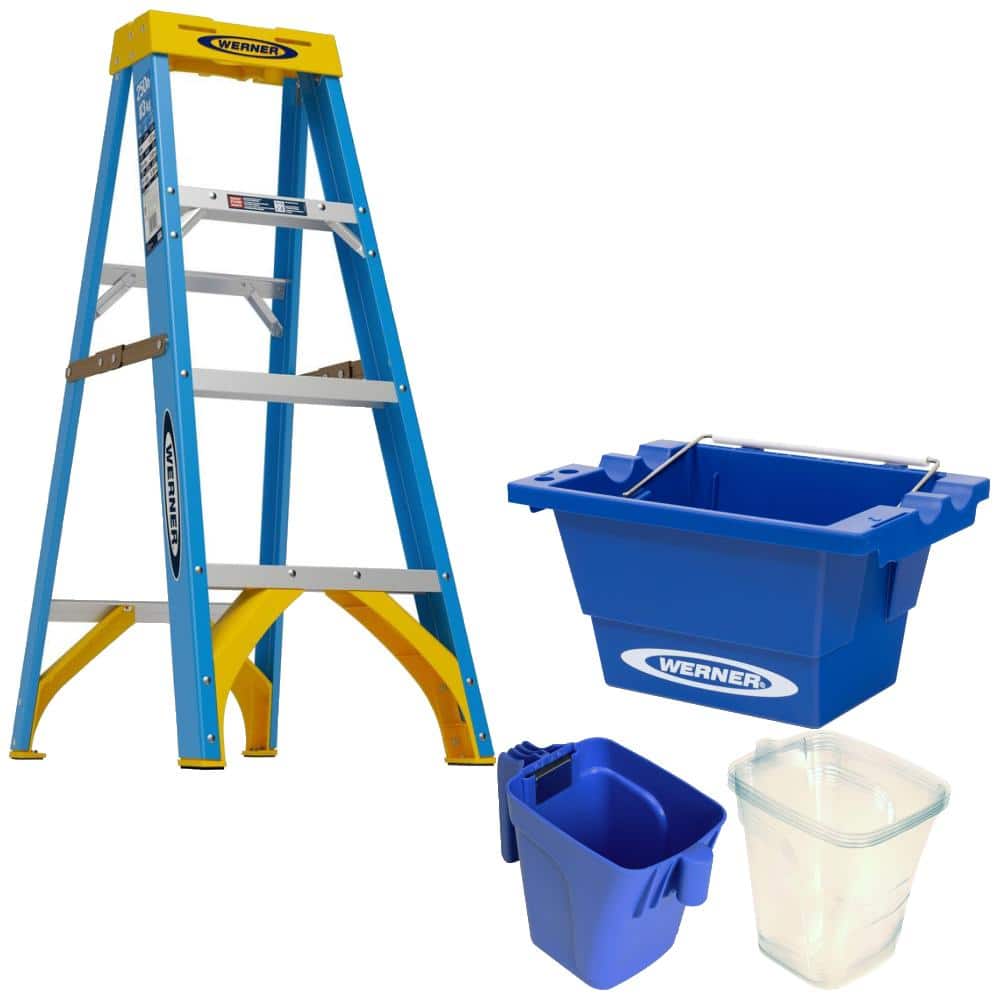 Werner 4 ft. Fiberglass Step Ladder with 8 ft. Reach Height and 250 lb ...