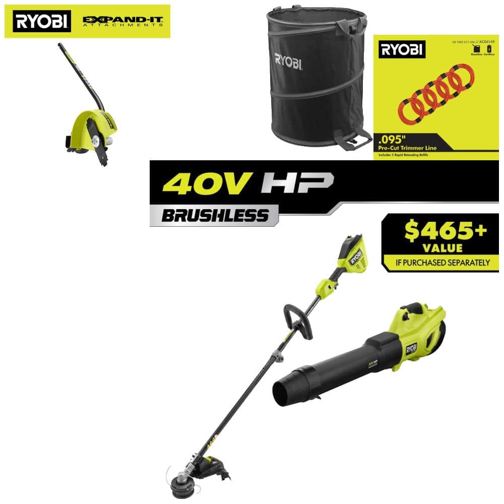Ryobi 40V HP Brushless Cordless Leaf Blower and Carbon Fiber String ...