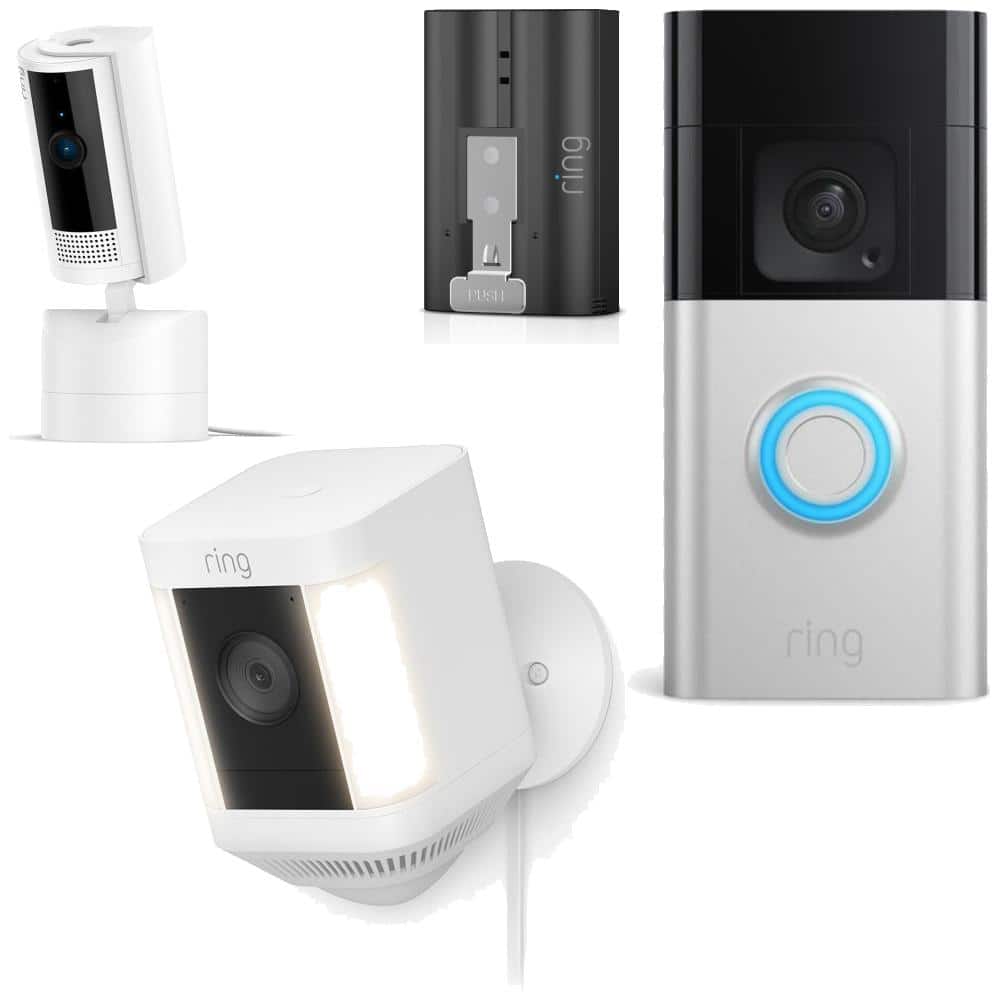 Ring Spotlight Cam Plus Plug In Bundle in White - The Home Depot