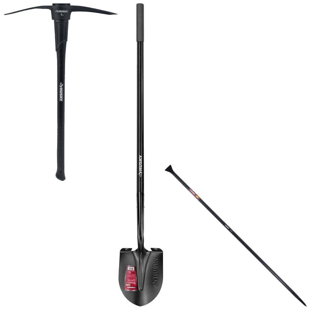 Husky Lawn and Garden PRO Digging Shovel and Pick Mattock and San ...