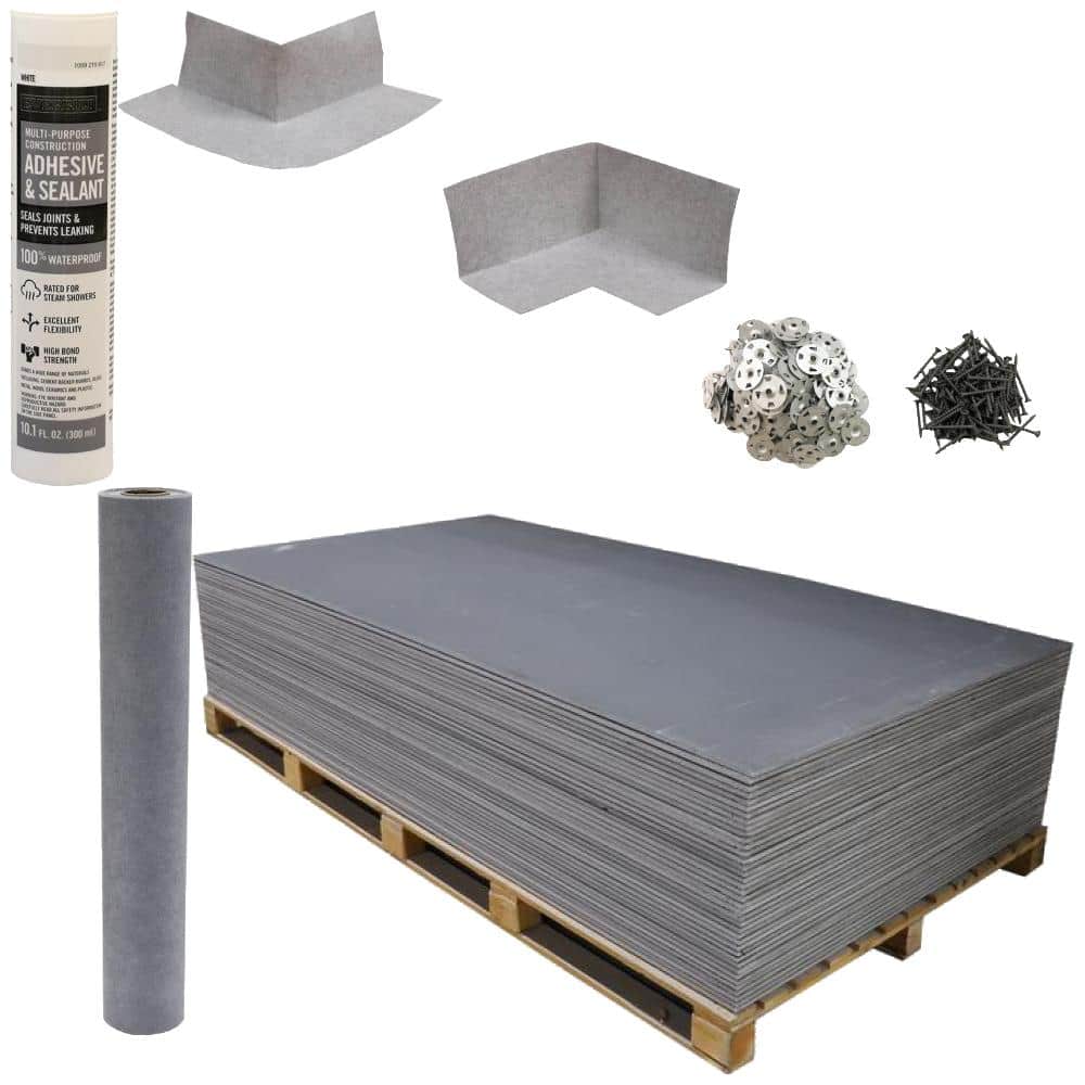 Everbilt Watershield Shower System 4 ft. L x 8 ft. W x 0.5 in. H Backer ...