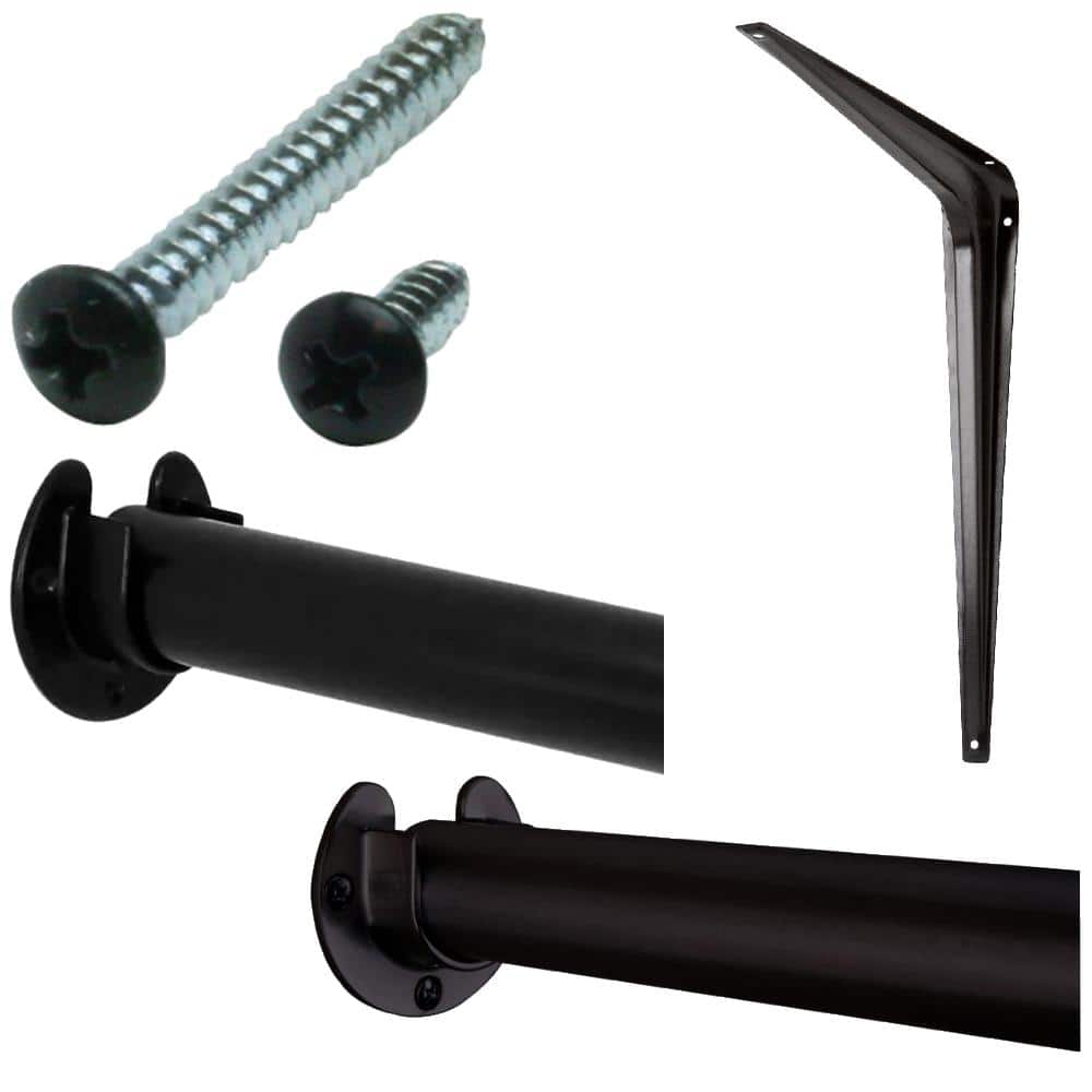 Everbilt Black Shelf Bracket and Closet Accessories Bundle - The Home Depot