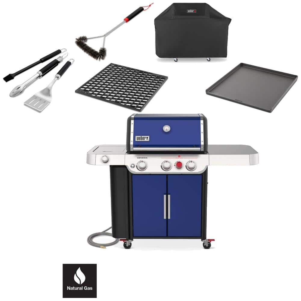 Weber Genesis E 335 3 Burner Natural Gas Grill Bundle - The Home Depot